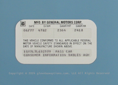 GM Car Products - Impact Printed Reproduction Blue Door Vehicle ...