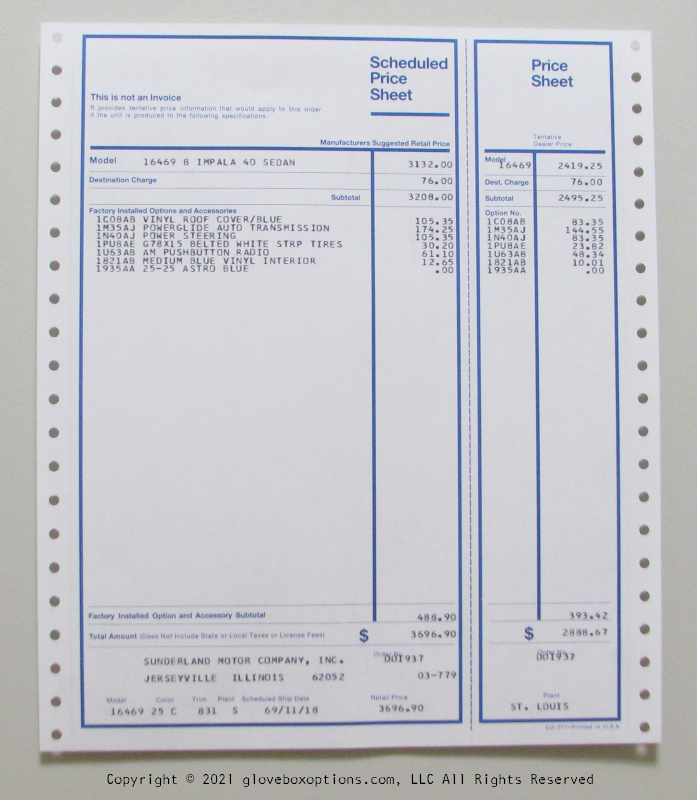 Impala/Caprice/Bel Air Reproduction Window Stickers Impact Printer Printed