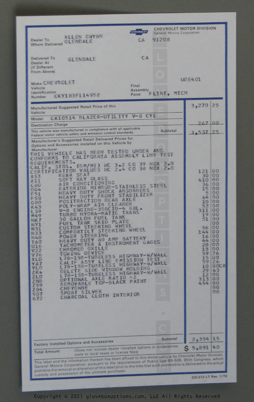 1973-1983 GM Pickup Products - Impact Printed Reproduction SPID and ...